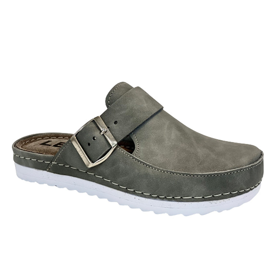 LEDI Anatomic 210-NB3 Leather Womens Comfort Sandals Clogs Shoes - Gre ...